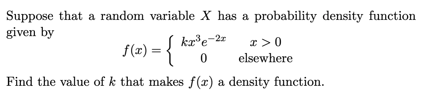 Solved Suppose that a random variable X has a probability | Chegg.com