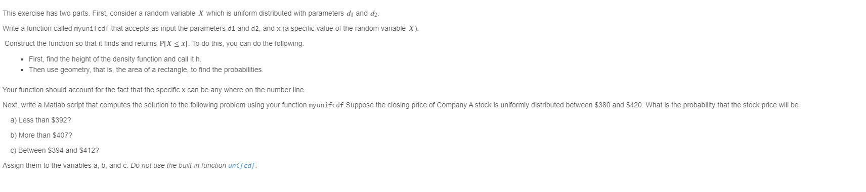 Solved This exercise has two parts. First, consider a random | Chegg.com