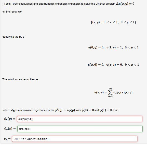 Solved (1 point) Use eigenvalues and eigen function | Chegg.com