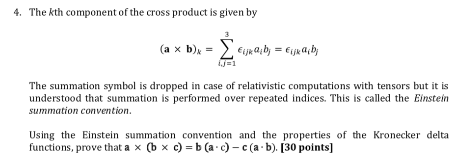 Solved 4. The kth component of the cross product is given by | Chegg.com