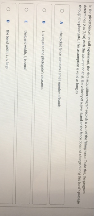 Solved In the picket fence free fall experiment, the data | Chegg.com