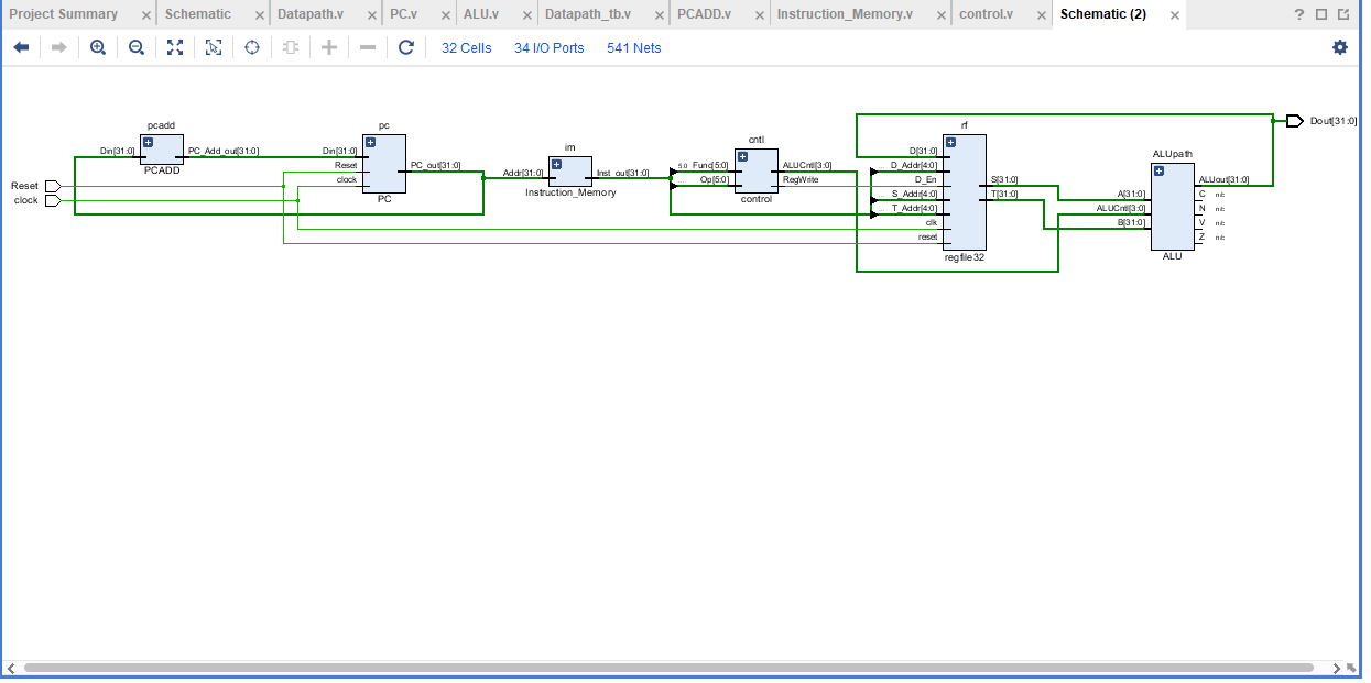 Solved Project Summary x Schematic x Datapath.v X PC. X ALU. | Chegg.com