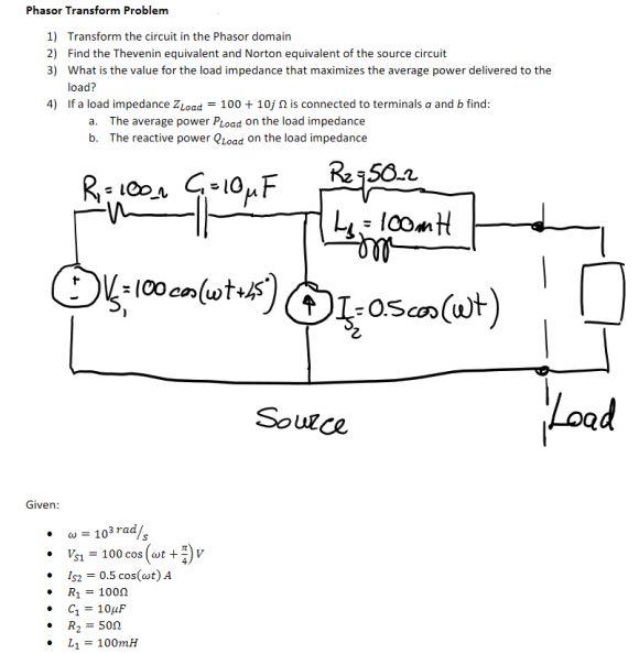 Solved Phasor Transform Problem 1 Transform The Circuit In 