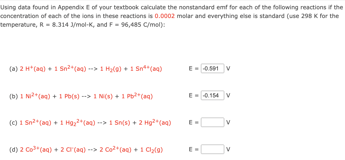 Solved Using data found in Appendix E of your textbook | Chegg.com