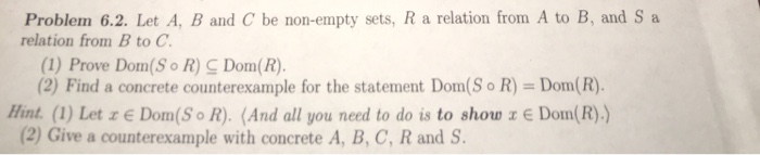 Solved Problem 6.2. Let A, B and C be non-empty sets, R a | Chegg.com