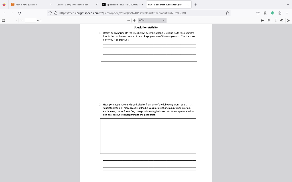 1. Design an organism. On the lines below, describe | Chegg.com