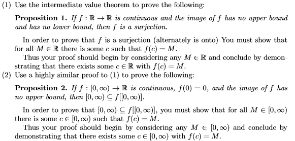 Solved (1) Use the intermediate value theorem to prove the | Chegg.com