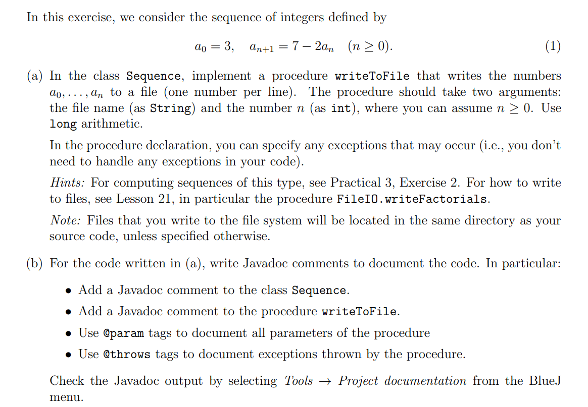 Solved In this exercise, we consider the sequence of | Chegg.com