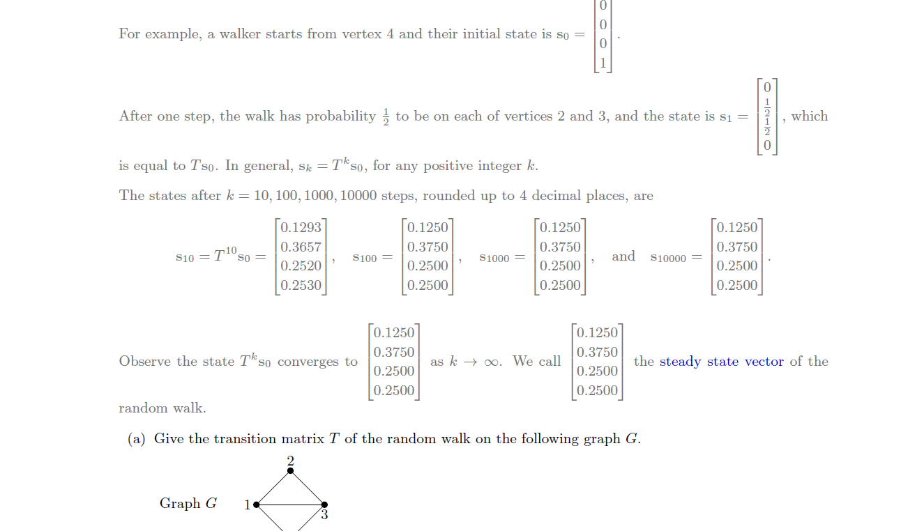Application: Random walk on graphs - a special case | Chegg.com