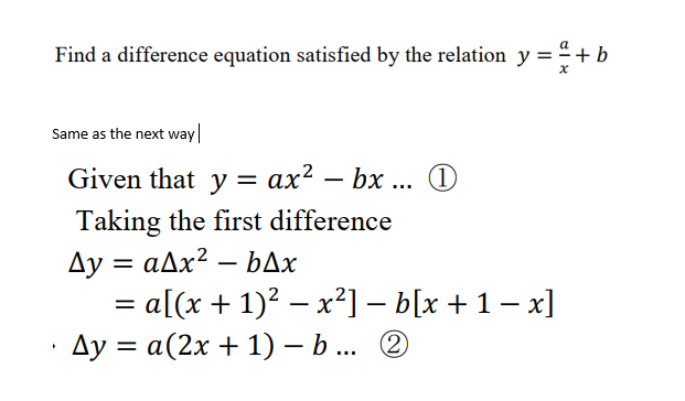 Solved Find a difference equation satisfied by the relation | Chegg.com
