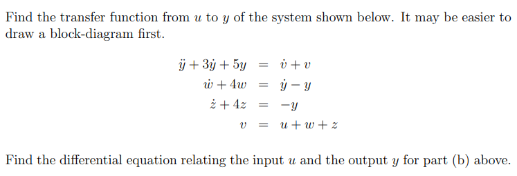 Solved Find the transfer function from u to y of the system | Chegg.com
