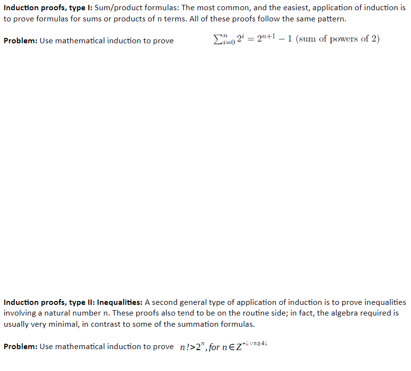 Solved Induction Proofs Type I Sum Product Formulas The