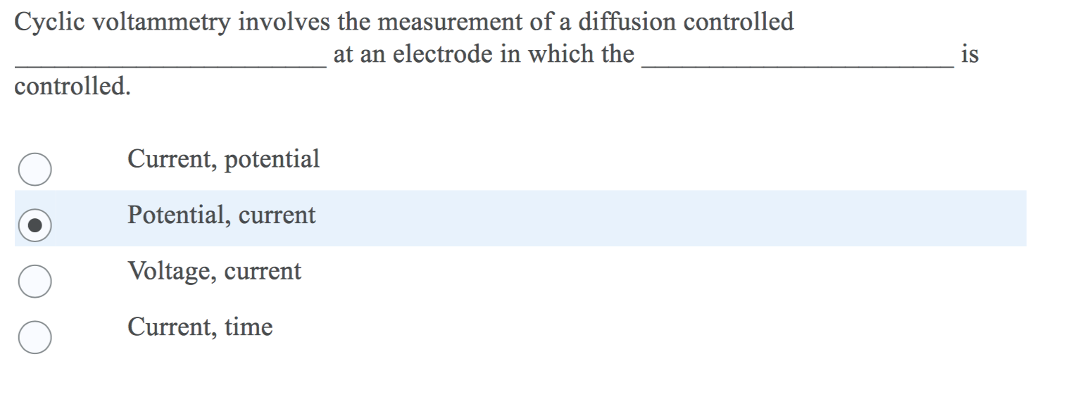 Solved Cyclic voltammetry involves the measurement of a | Chegg.com