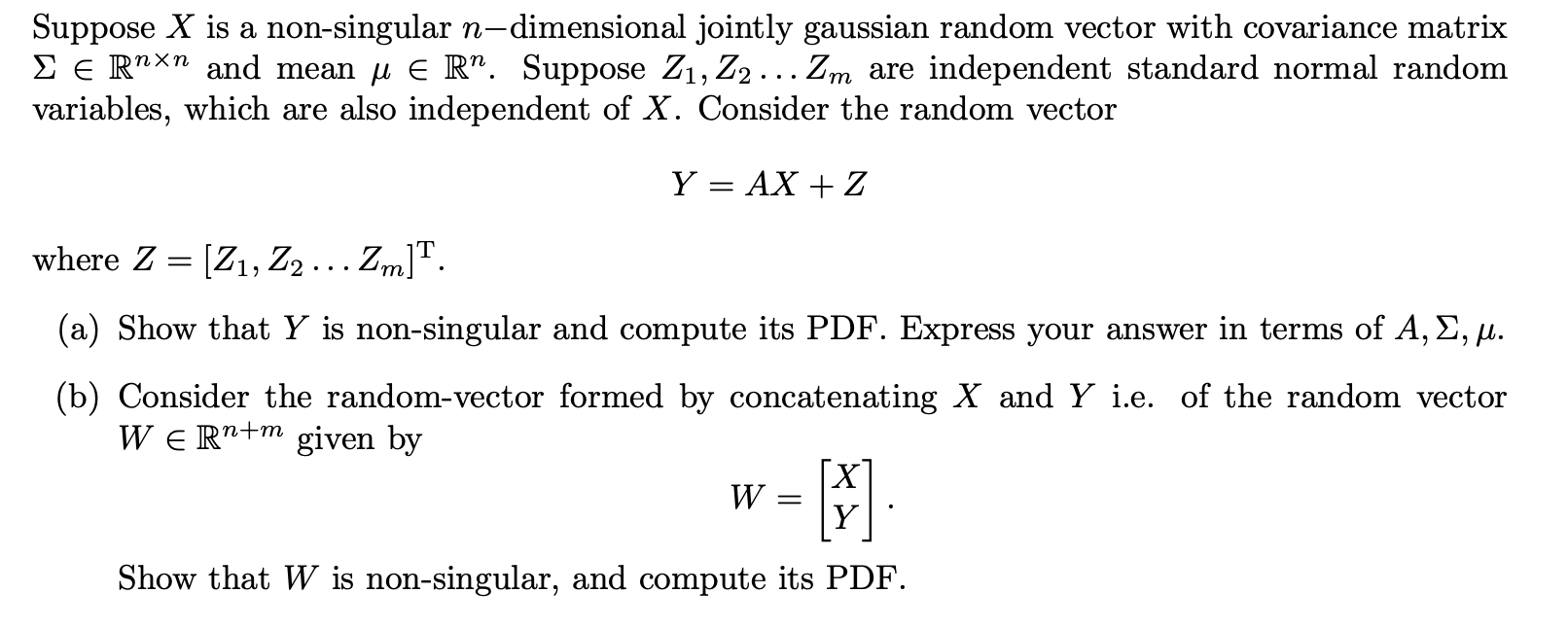 Solved Suppose x ﻿is a non-singular n-dimensional jointly | Chegg.com