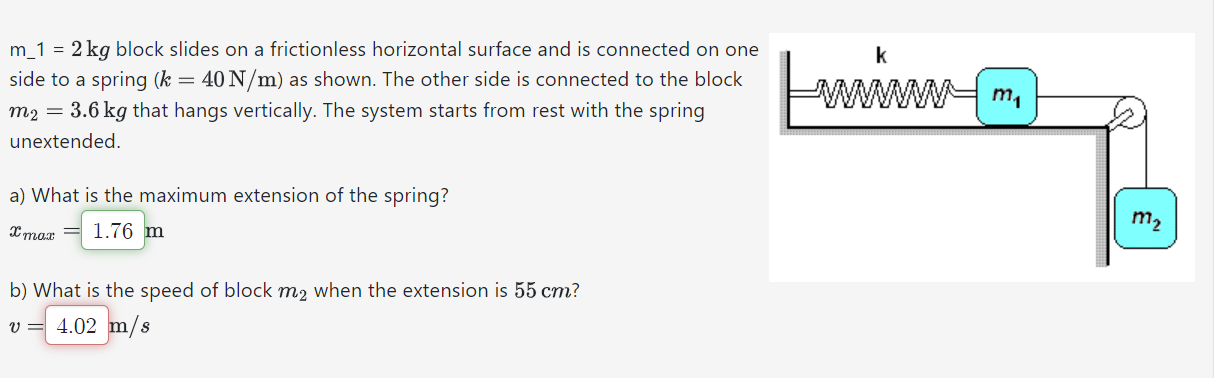 Solved m−1=2 kg block slides on a frictionless horizontal | Chegg.com