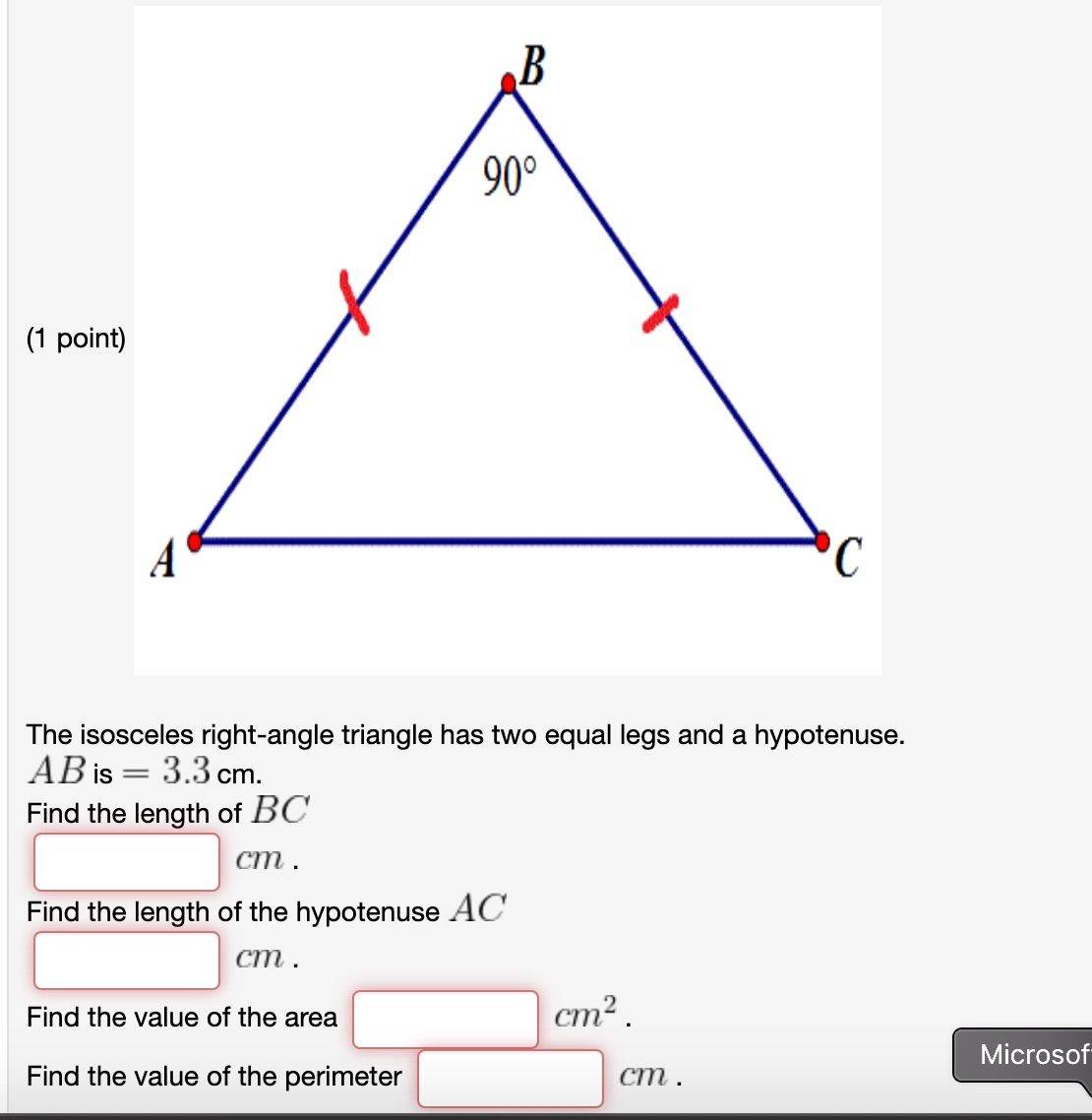 Solved The isosceles right-angle triangle has two equal legs | Chegg.com