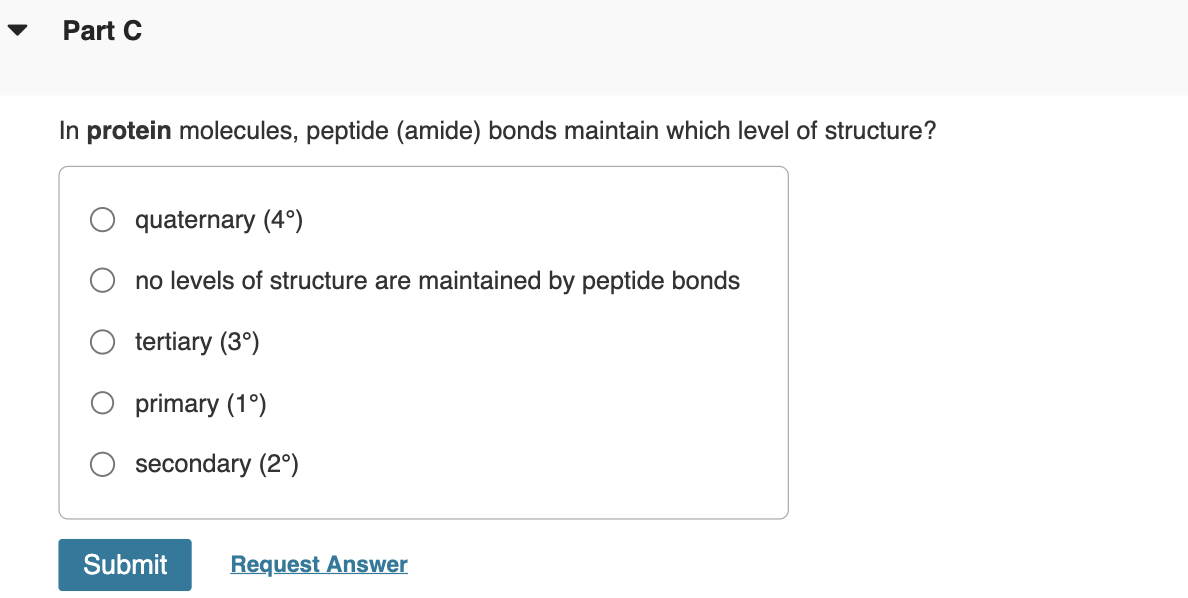 Solved Part CIn ﻿protein molecules, peptide (amide) ﻿bonds | Chegg.com