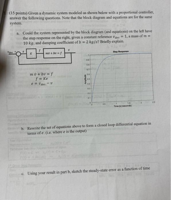 (15 points) Given a dynamic system modeled as shown | Chegg.com