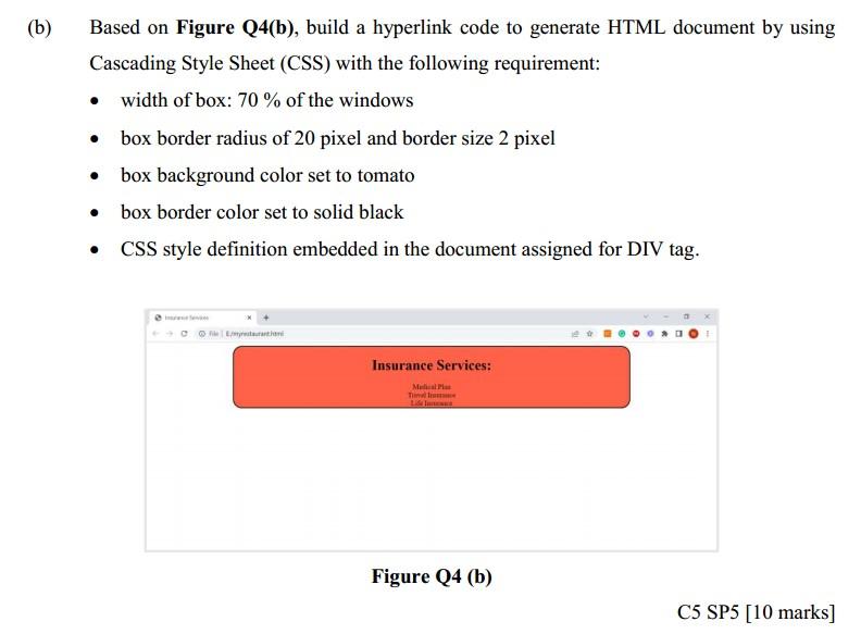 Solved (b) Based on Figure Q4(b), build a hyperlink code to | Chegg.com