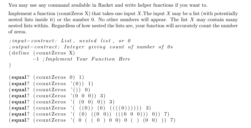 You may use any command available in Racket and write | Chegg.com