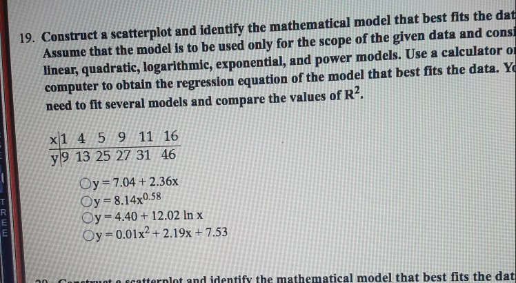 19. Construct a scatterplot and identify the | Chegg.com