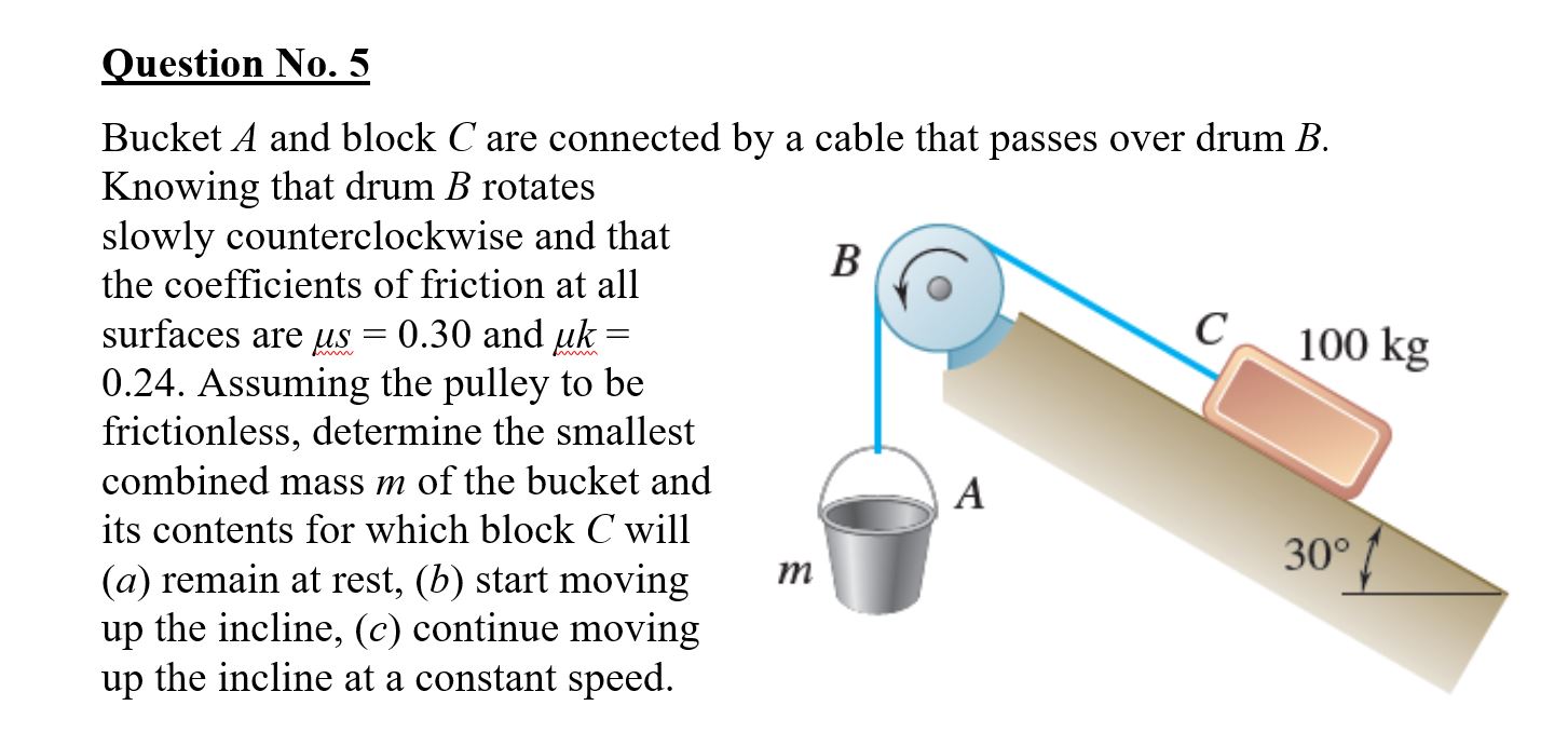 Solved Bucket A and block C are connected by a cable that | Chegg.com