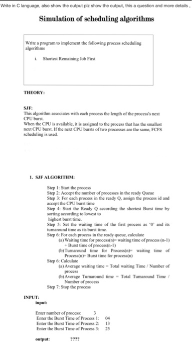 Solved Write in C language, also show the output plz show | Chegg.com