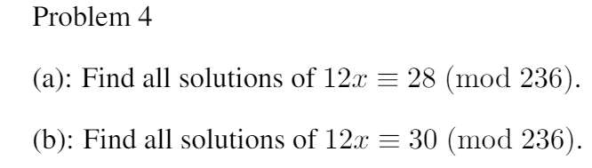 Solved Problem 3 (a) Solve 24x = 10 (mod 48). (b) Solve 28x | Chegg.com