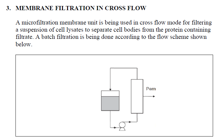 3. MEMBRANE FILTRATION IN CROSS FLOW A | Chegg.com