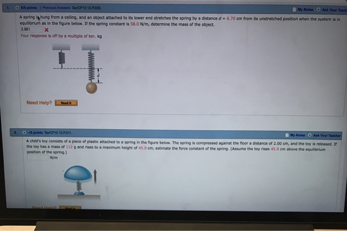 Solved A spring is hung from a, and an object attached to | Chegg.com