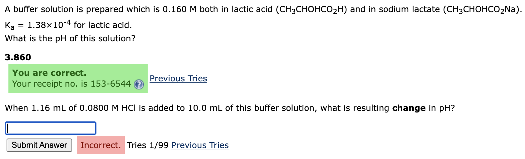 Solved A buffer solution is prepared which is 0.160M both in | Chegg.com