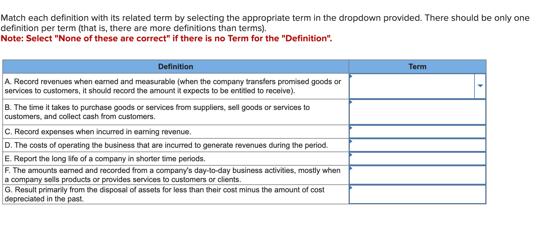 Solved Match each definition with its related term by | Chegg.com