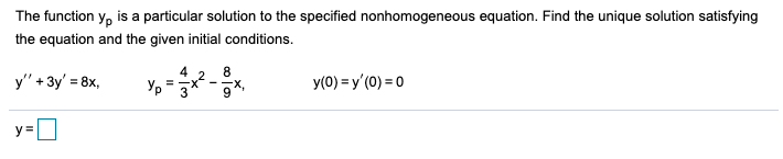 Solved The function yp is a particular solution to the | Chegg.com