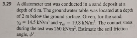Solved 3.29 A dilatometer test was conducted in a sand | Chegg.com