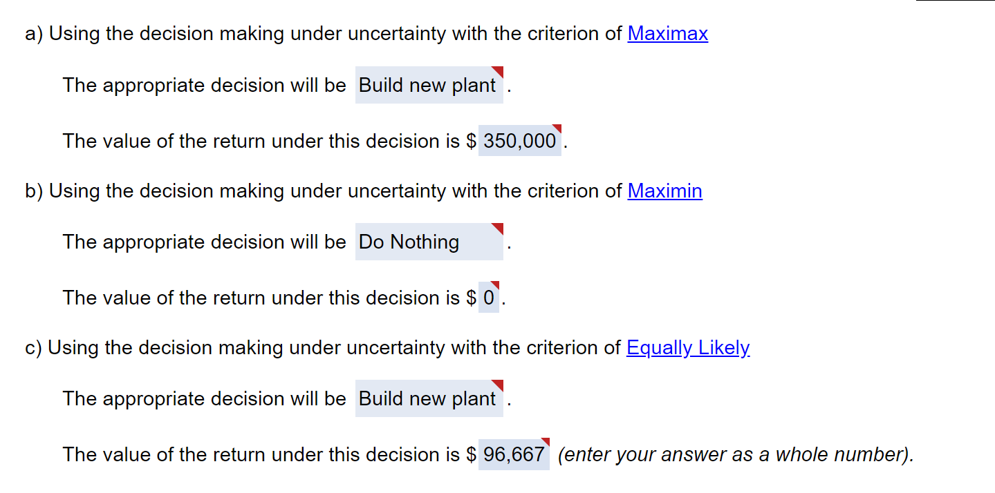 Solved Given the following conditional value table: | Chegg.com
