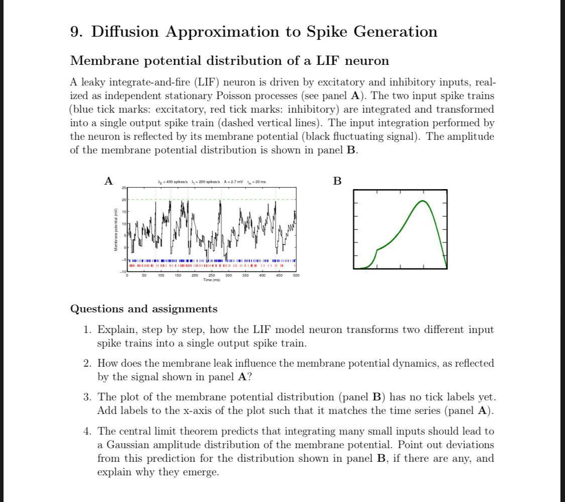 9. Diffusion Approximation to Spike Generation | Chegg.com