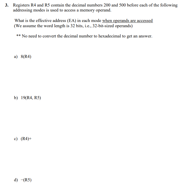 Solved 3. Registers R4 and R5 contain the decimal numbers | Chegg.com