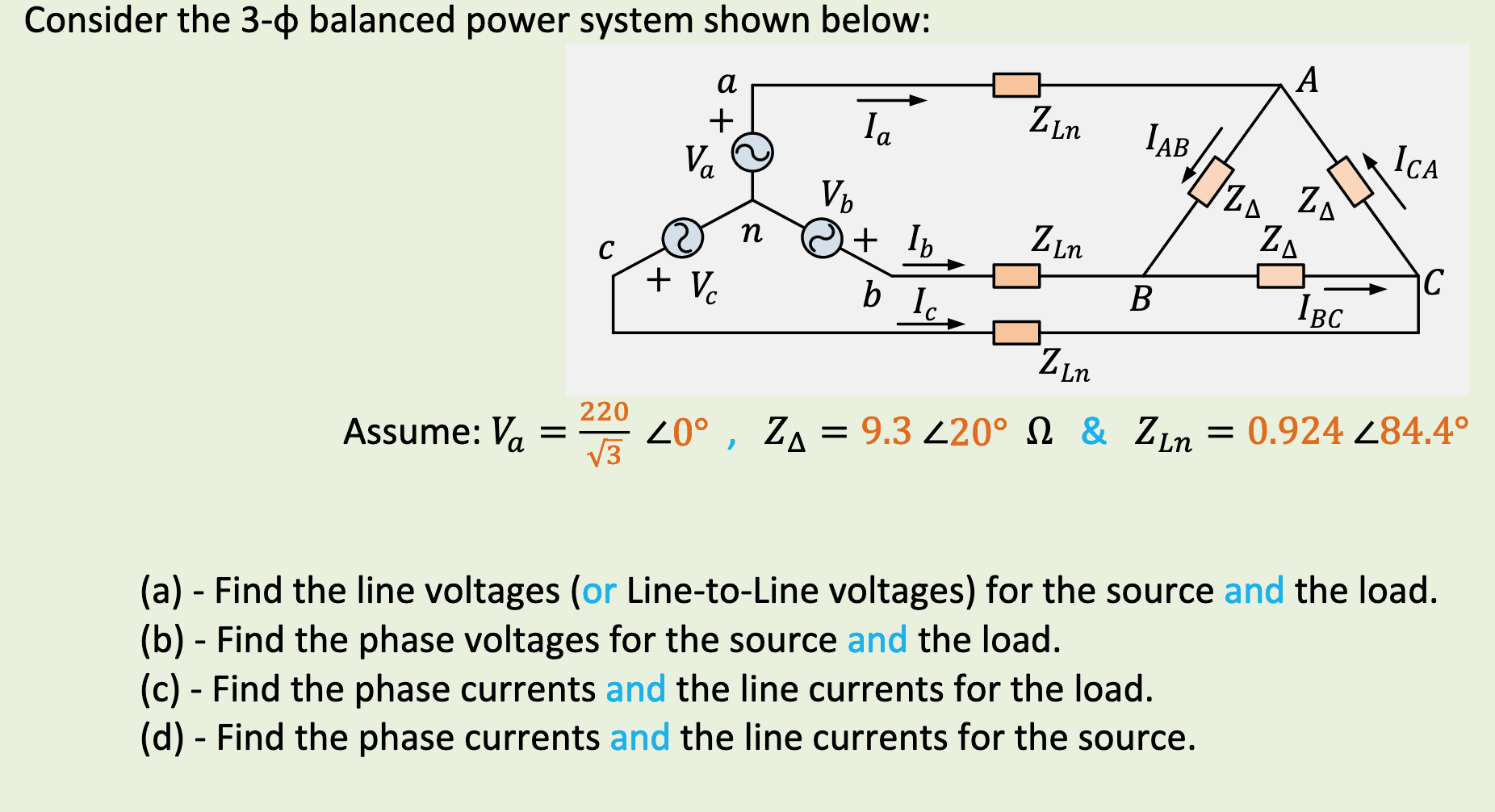 Solved 1а / Vb Consider the 3-0 balanced power system shown | Chegg.com