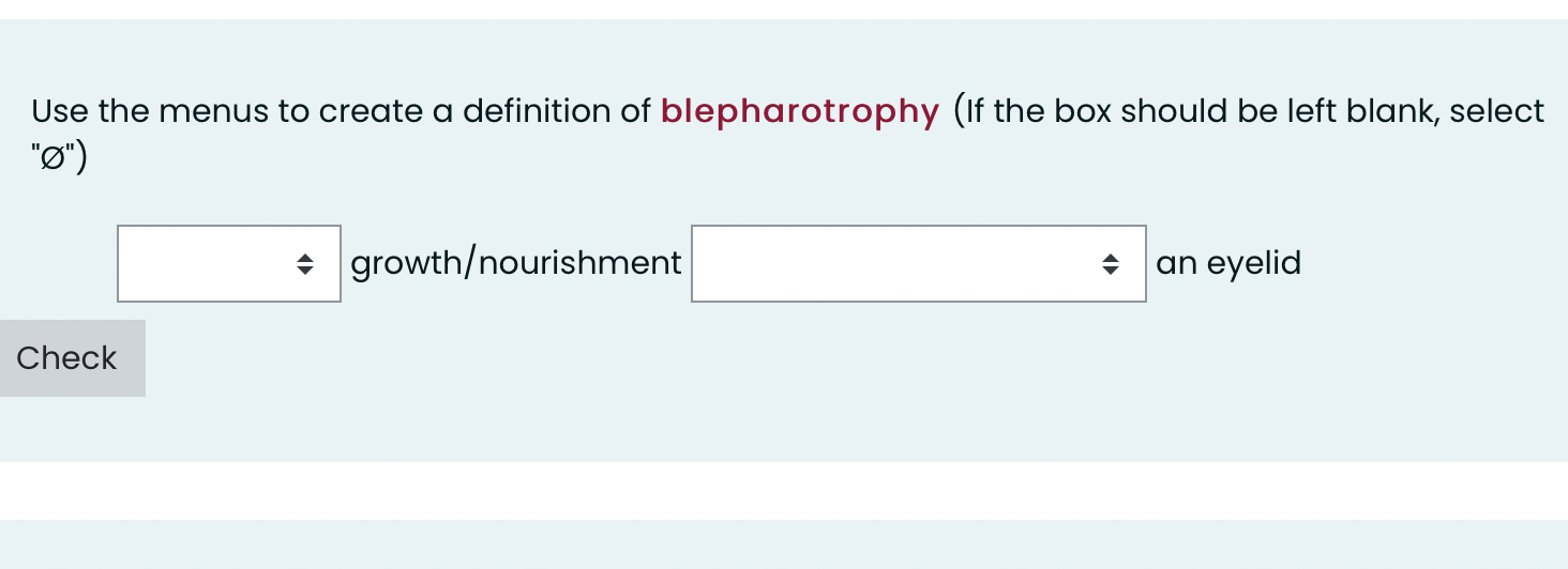 Solved Use the menus to create a definition of | Chegg.com