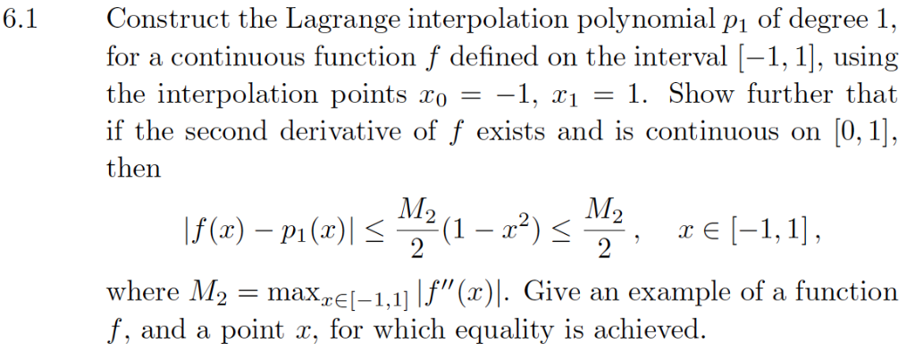 Solved 61 Construct The Lagrange Interpolation Polynomial 2898
