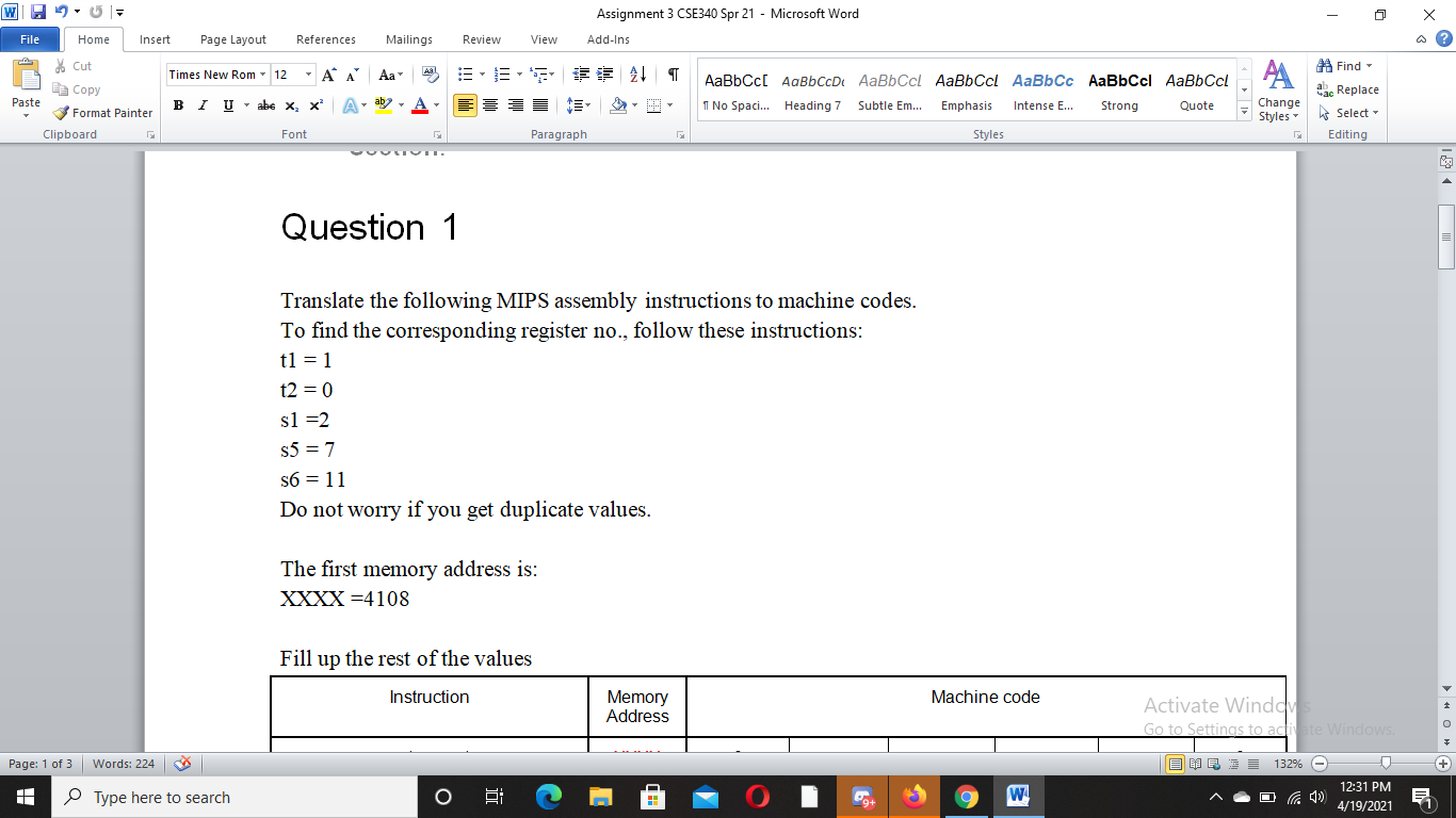 Solved W70= Х Assignment 3 CSE340 Spr 21 - Microsoft Word | Chegg.com
