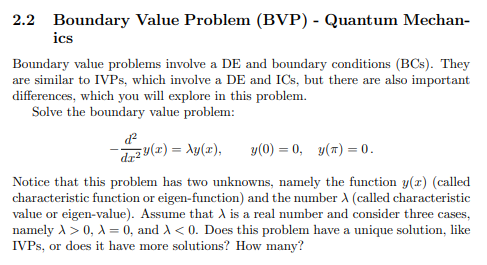 Solved 2.2 Boundary Value Problem (BVP) - Quantum Mechan- | Chegg.com