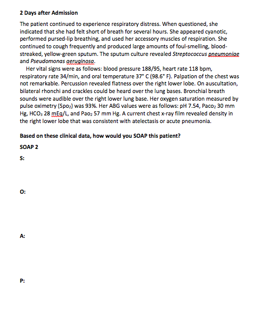 Solved i need help with soap assignment The SOAP note (an | Chegg.com