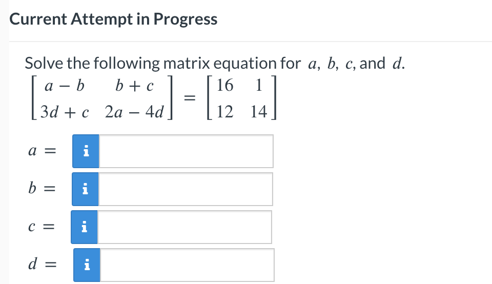 Solved Current Attempt in Progress Solve the following | Chegg.com