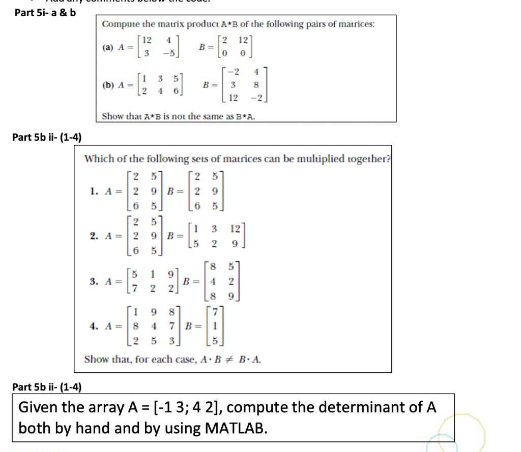 Compute the matrix product A⋆B of the following pairs | Chegg.com