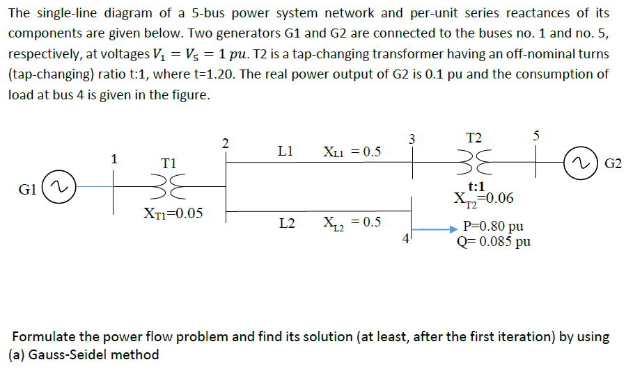 Solved The single-line diagram of a 5-bus power system | Chegg.com