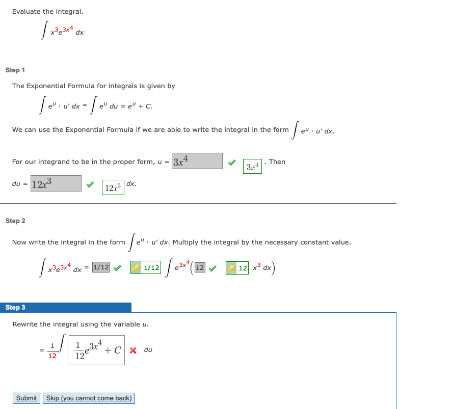 Solved Evaluate the integral. x 3x dx Step 1 The Exponential | Chegg.com