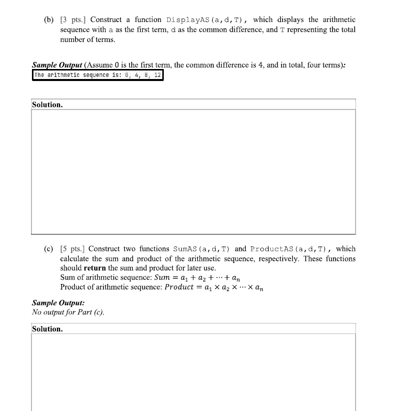 Solved Given the arithmetic sequence formula an=a1+(n−1)d; | Chegg.com