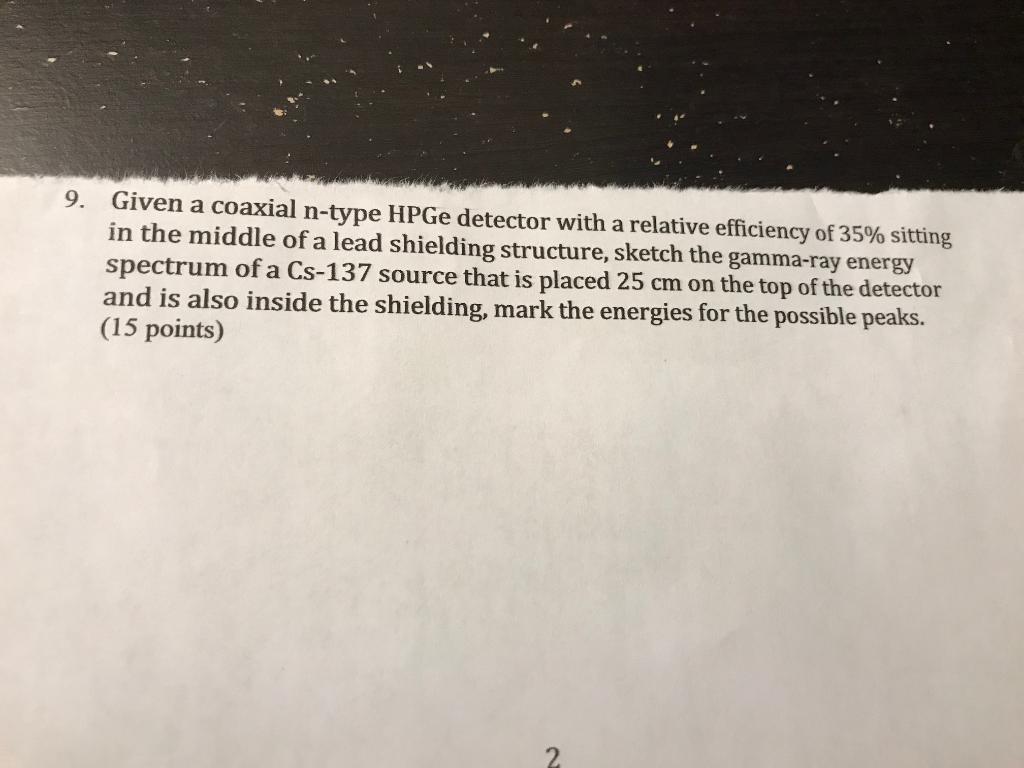 9. Given a coaxial n-type HPGe detector with a | Chegg.com