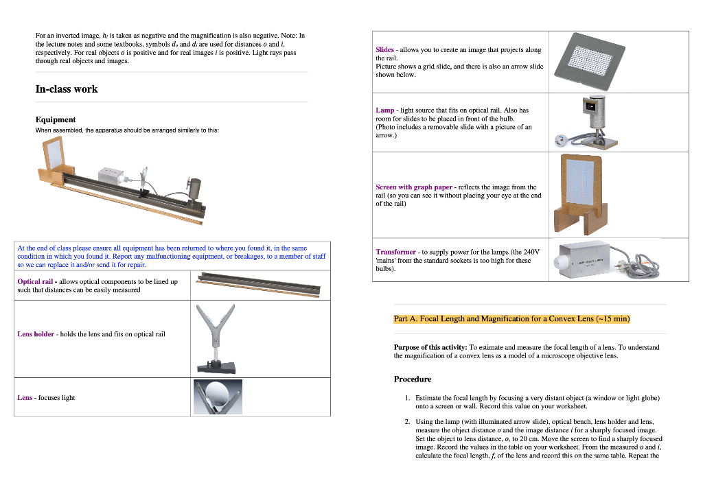 Solved Optics Practical - Lenses & Microscopes (on-campus | Chegg.com